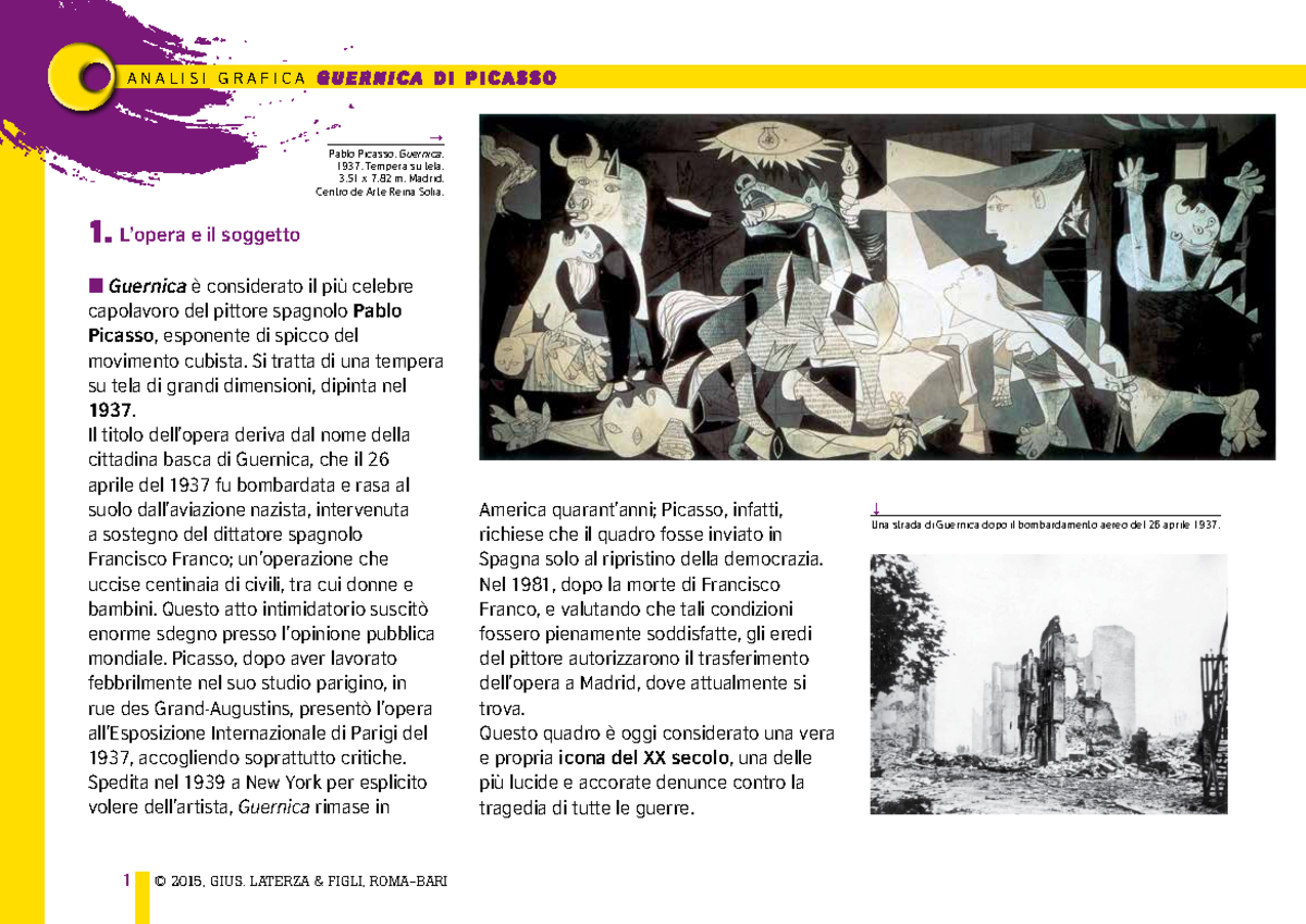 Guernica Di Picasso - 1. L’opera e il soggetto ¢ Guernica è considerato ...