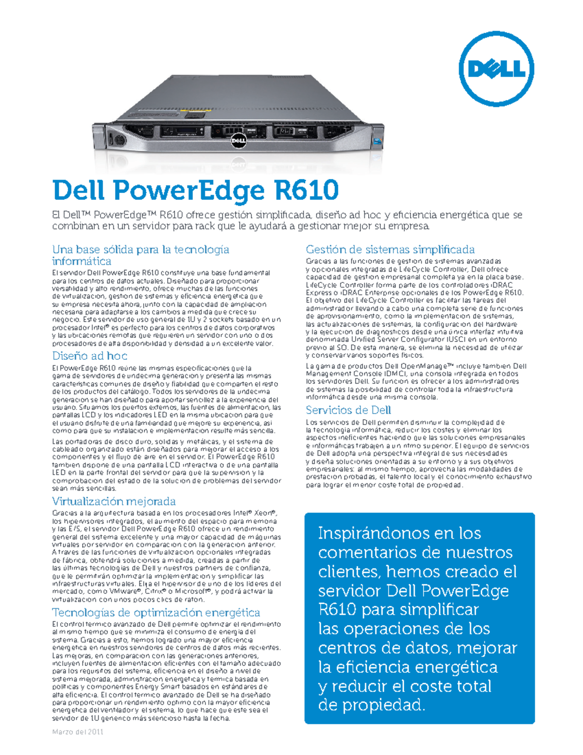 Power Edge-R610-Spec-Sheet ES - Una base sólida para la tecnología ...