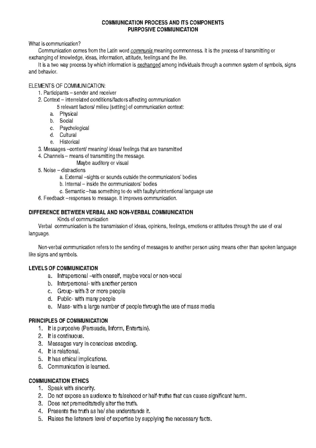 Purposive Communication - COMMUNICATION PROCESS AND ITS COMPONENTS ...