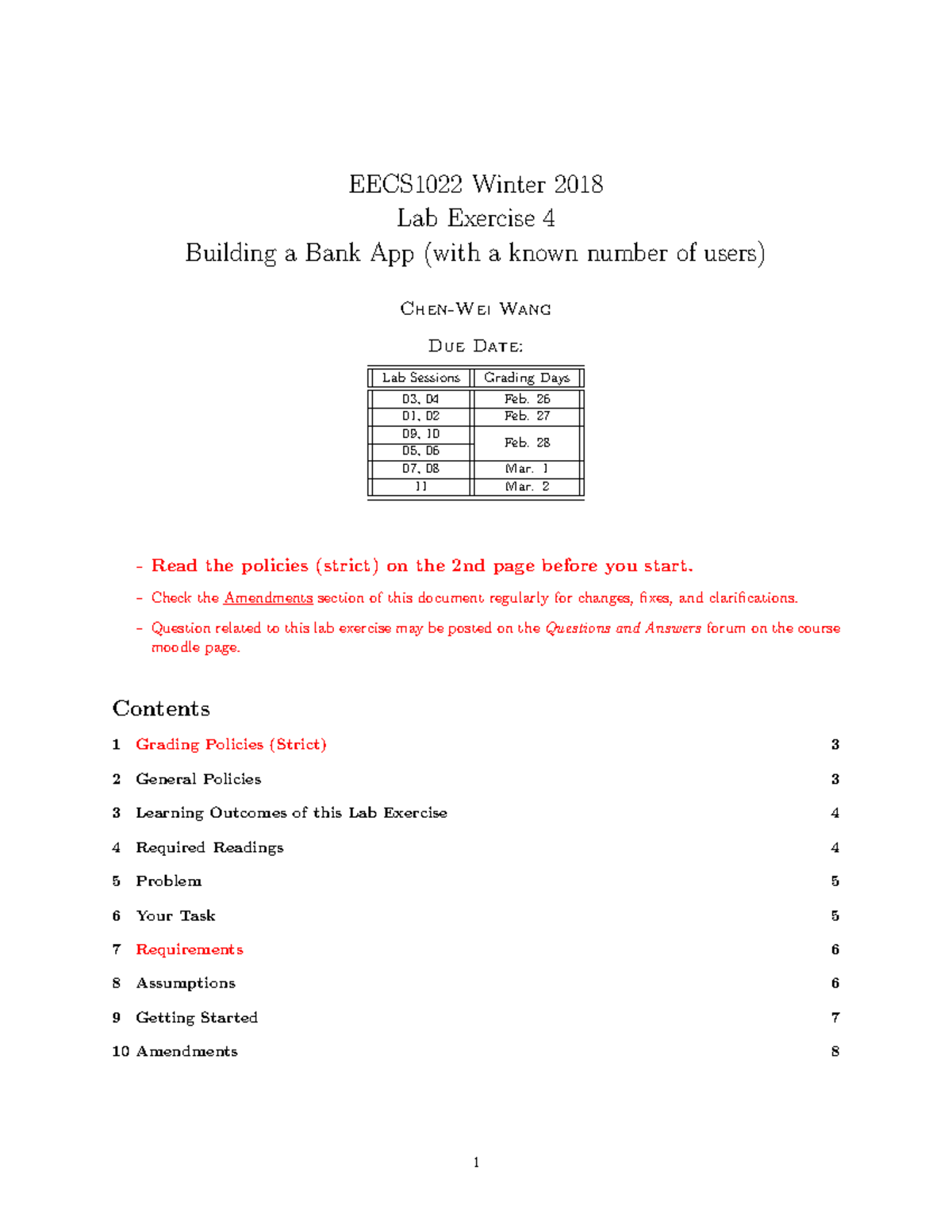 EECS1022 W18 Lab 4 - this is the lab4 assignment - EECS1022 Winter 2018 ...