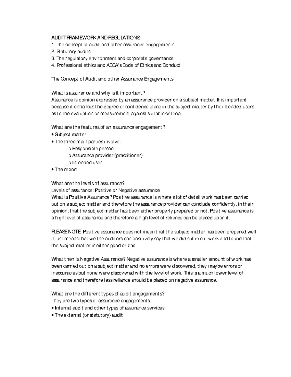 ACCT3044 Unit 1 Presentation Audit Framework and Regulations - AUDIT ...