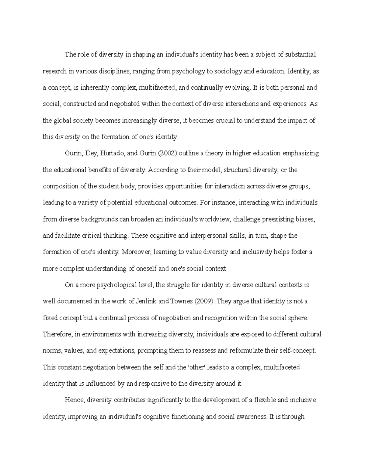 The role of diversity in shaping an individual - Identity, as a concept ...