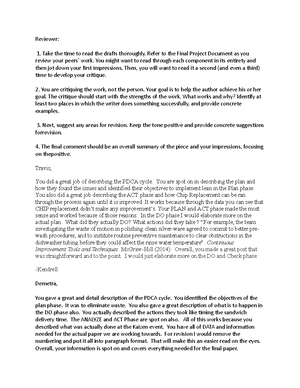 Week 6 Assignment - Course Work and Discussion Post - 6-2 ASSIGNMENT: LEAN QSO 325 CONTINUOUS ...