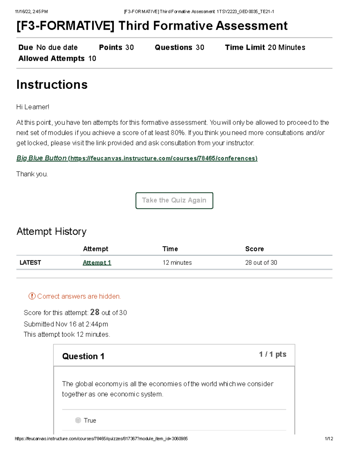 Fa3-28 - FORMATIVE - [F3-FORMATIVE] Third Formative Assessment Due No ...