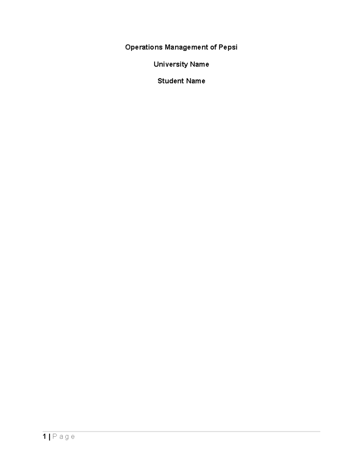 Operations Management of Pepsi Co Company - Operations Management of ...