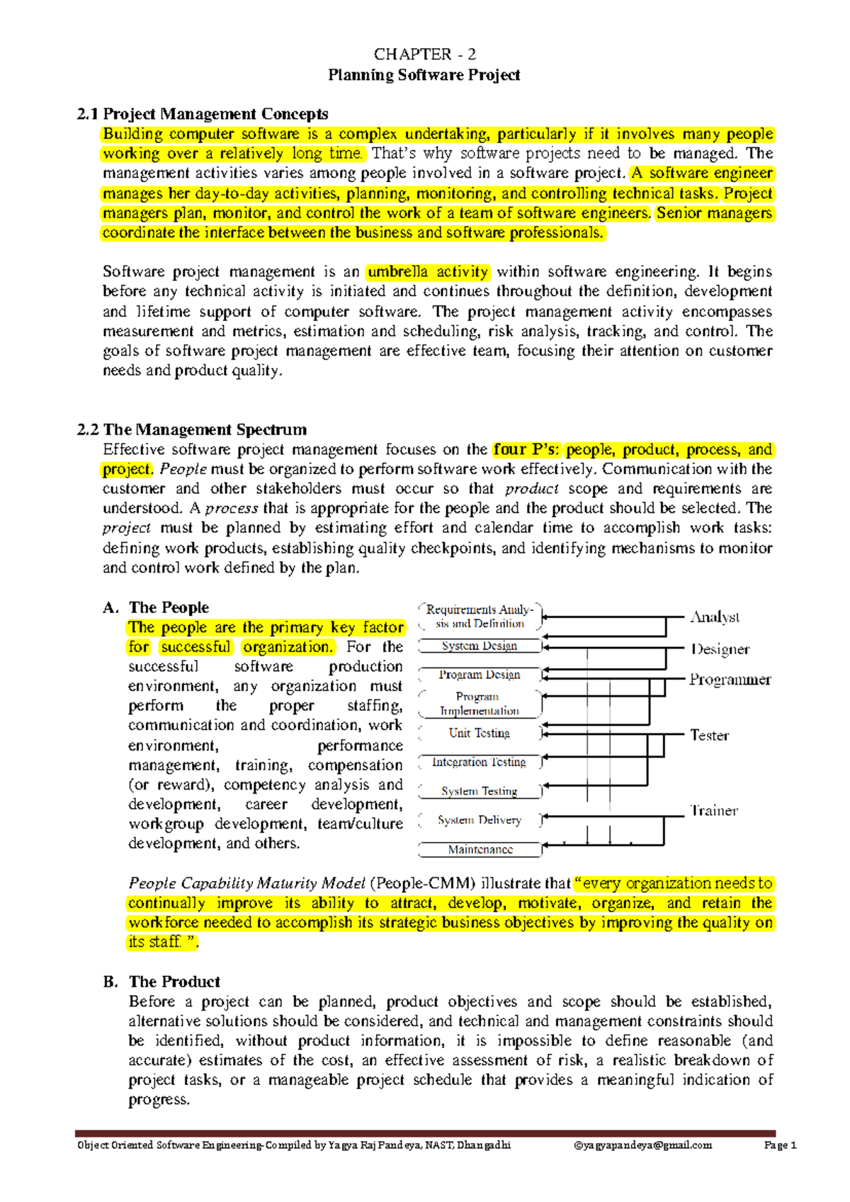 OOSE-CHP-2 - Note - CHAPTER - 2 Planning Software Project 2 Project ...