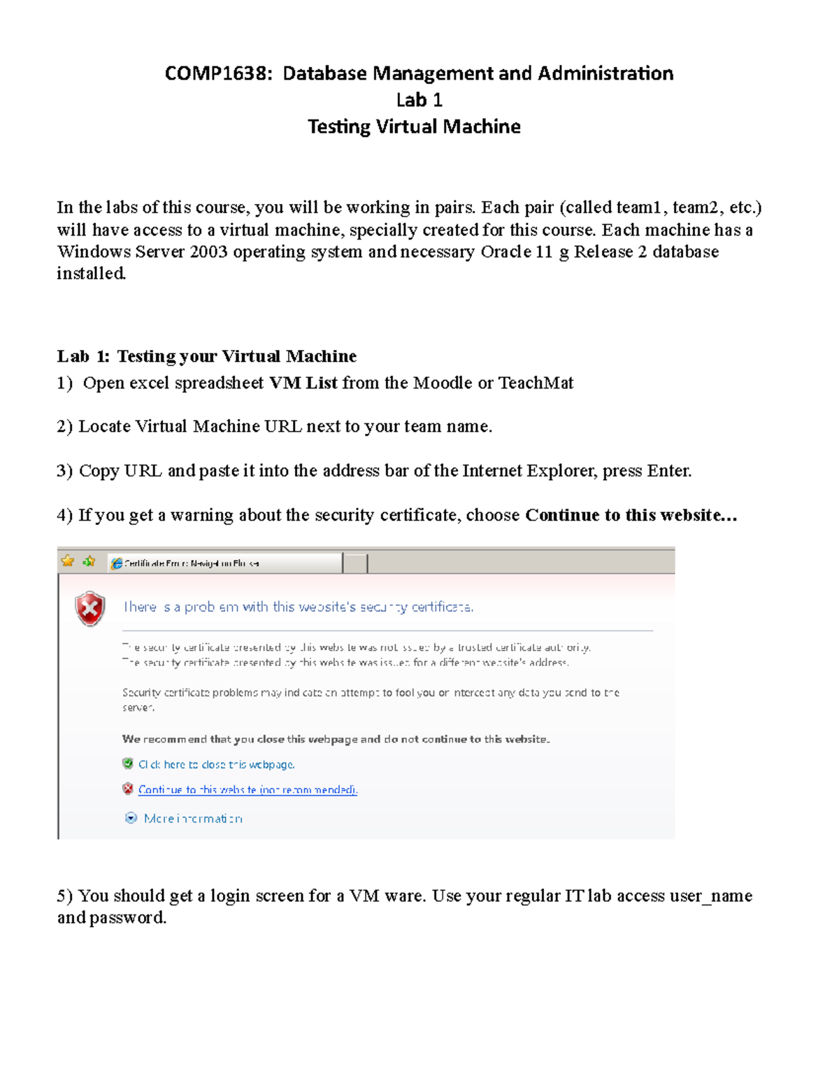 Lab1 Testing VM - dasdsad - COMP1638: Database Management and ...