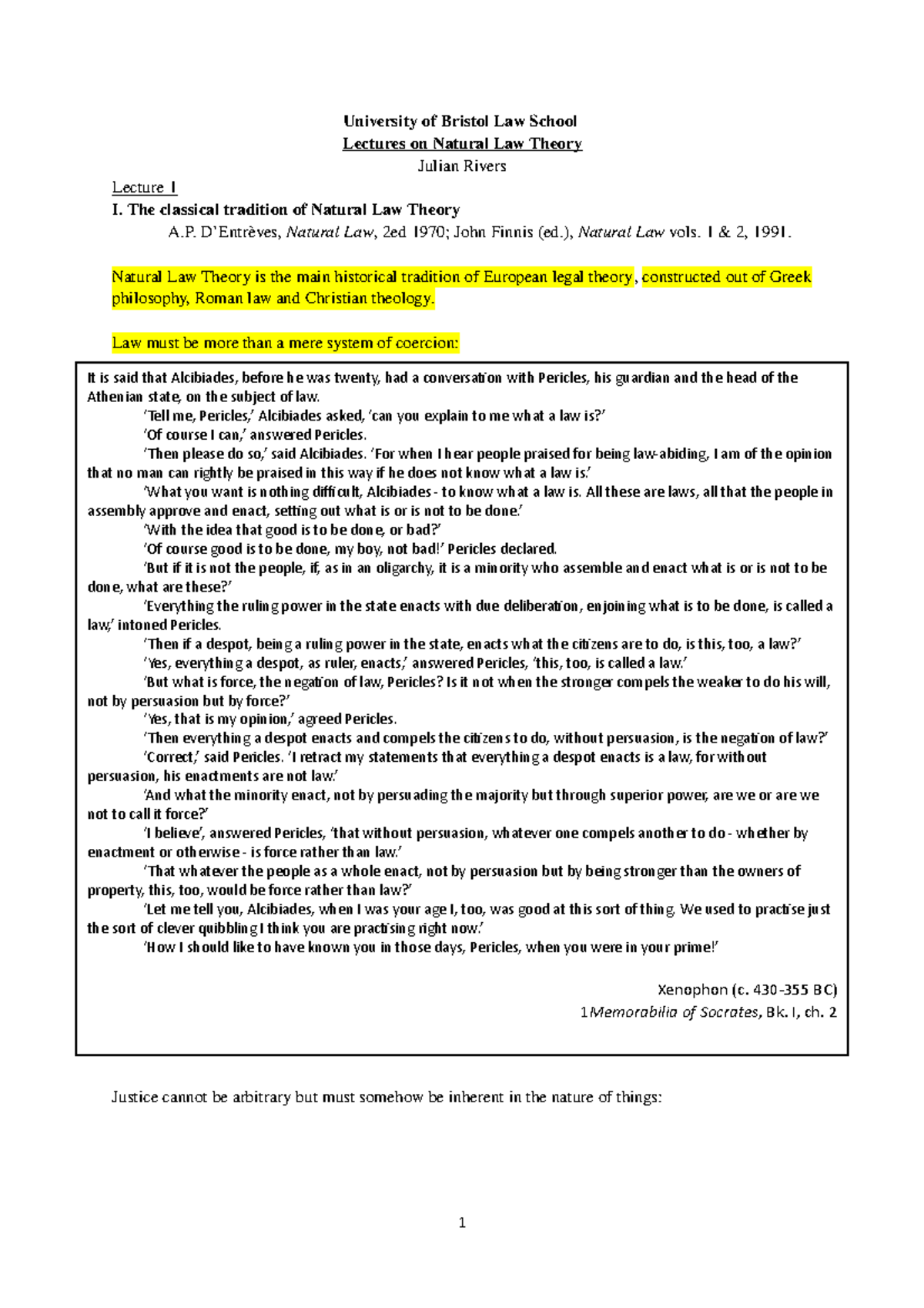 3. Natural Law Theory - The classical tradition of Natural Law Theory A ...