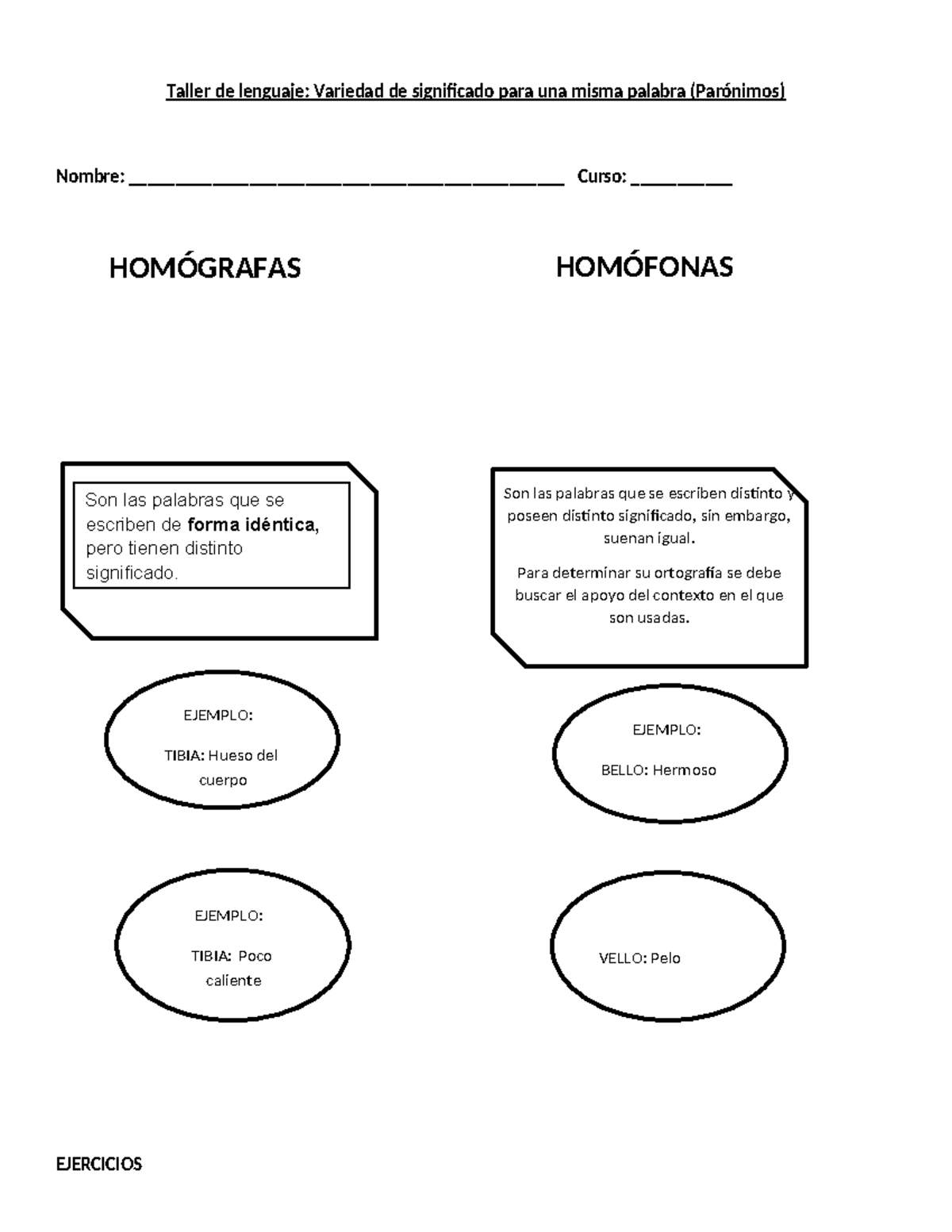 Guia Homófonos Vocabulario 2 - Taller de lenguaje: Variedad de ...