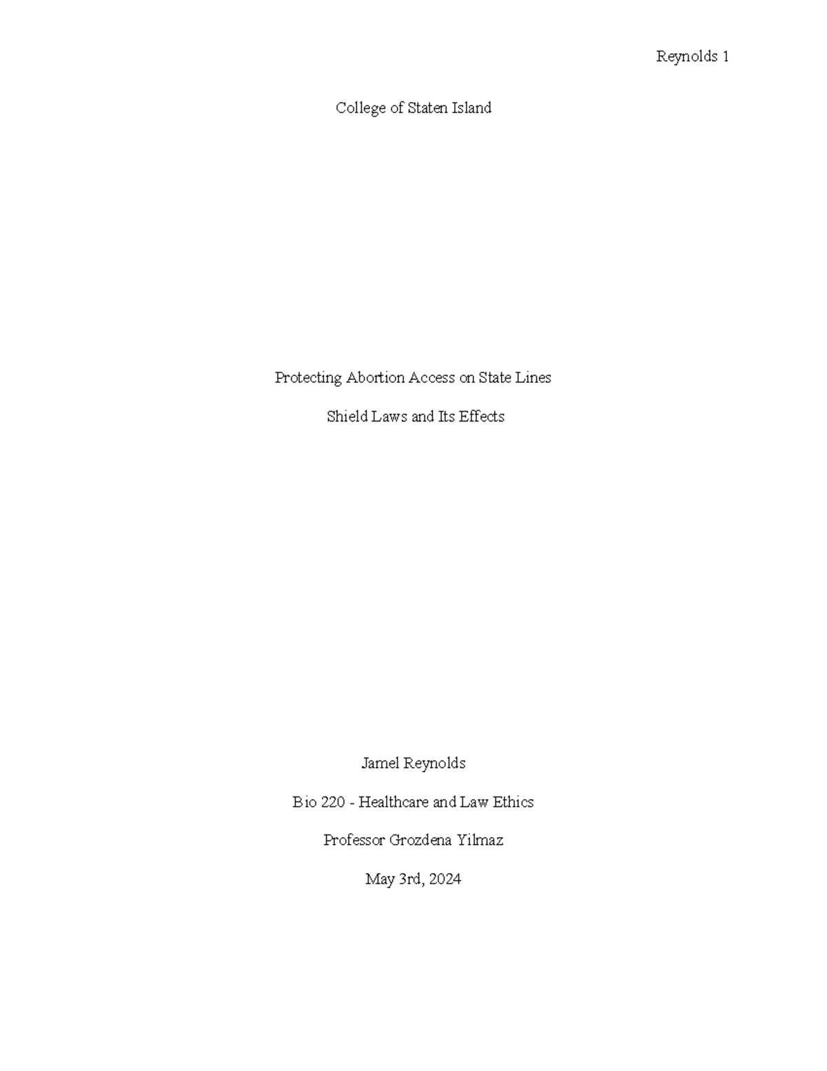 BIO 220 Current Event - College of Staten Island Protecting Abortion ...