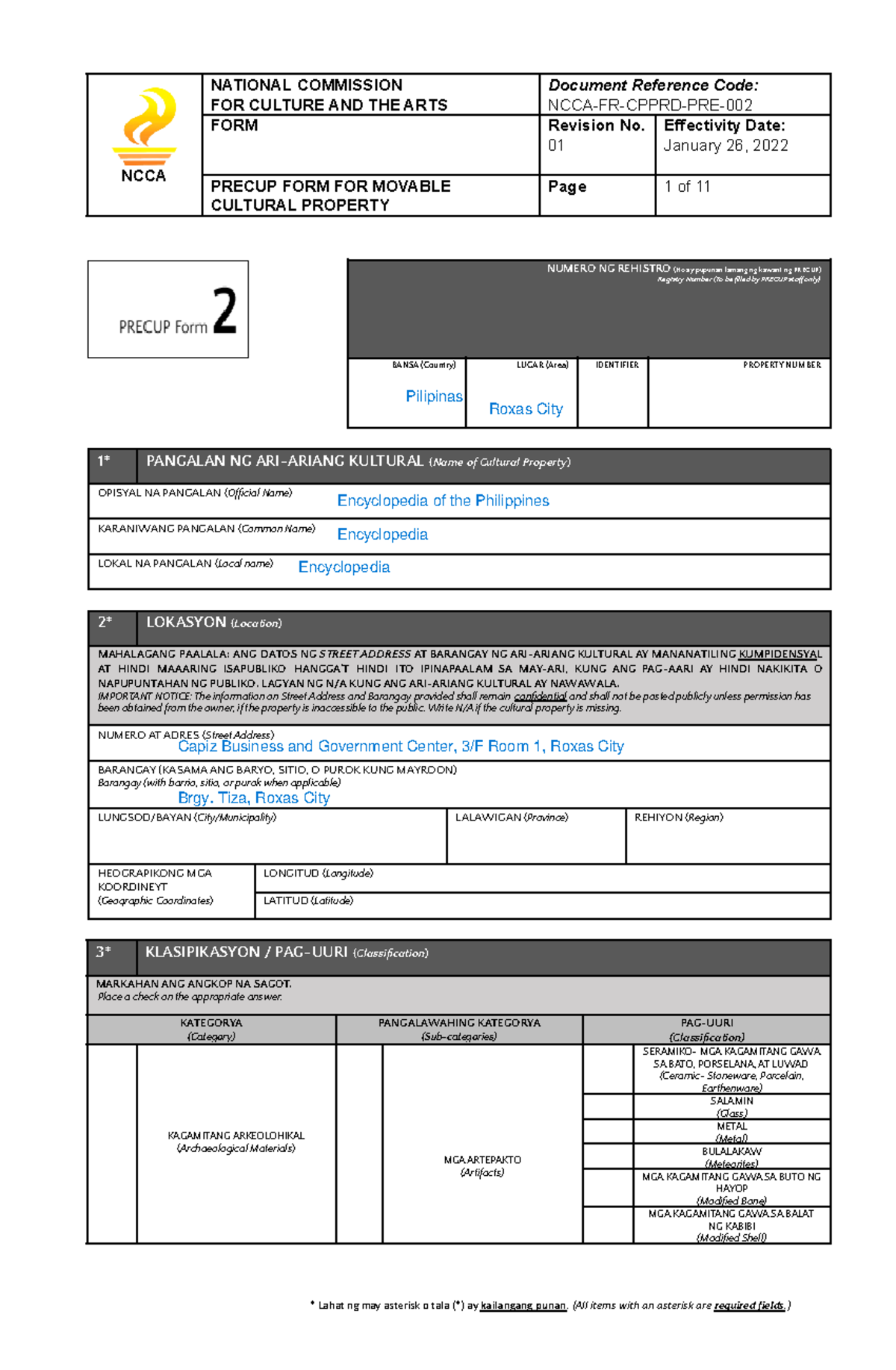 Precup Form 2 Encyclopedia - NCCA FOR CULTURE AND THE ARTS NCCA-FR ...