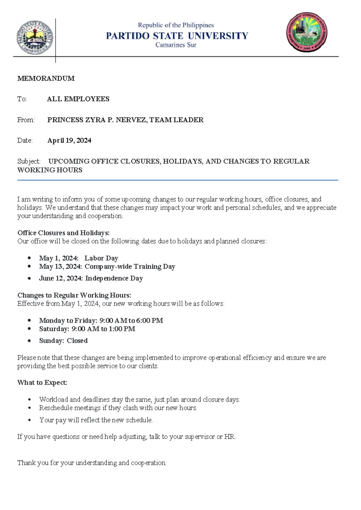 Memorandum-Activity - An activity to guide students wants to learn on ...