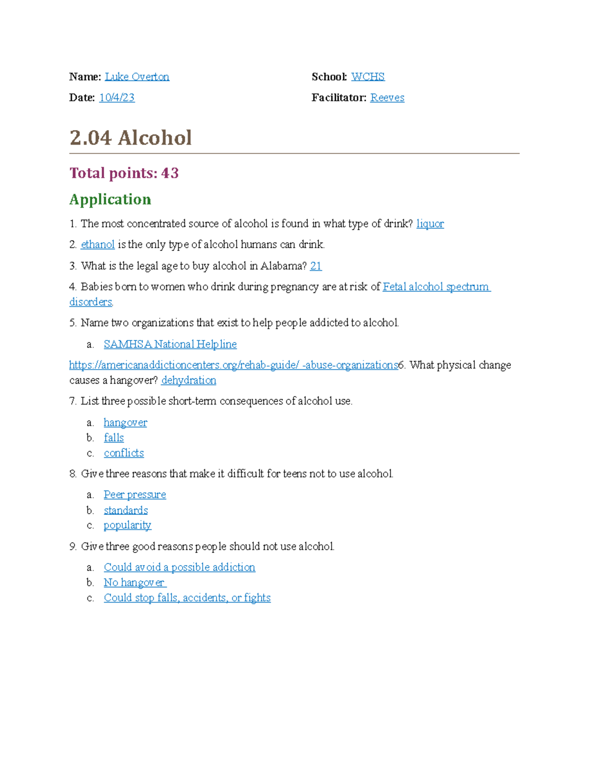 02-04 task - daily health worksheet - Name: Luke Overton Date: 10/4 ...