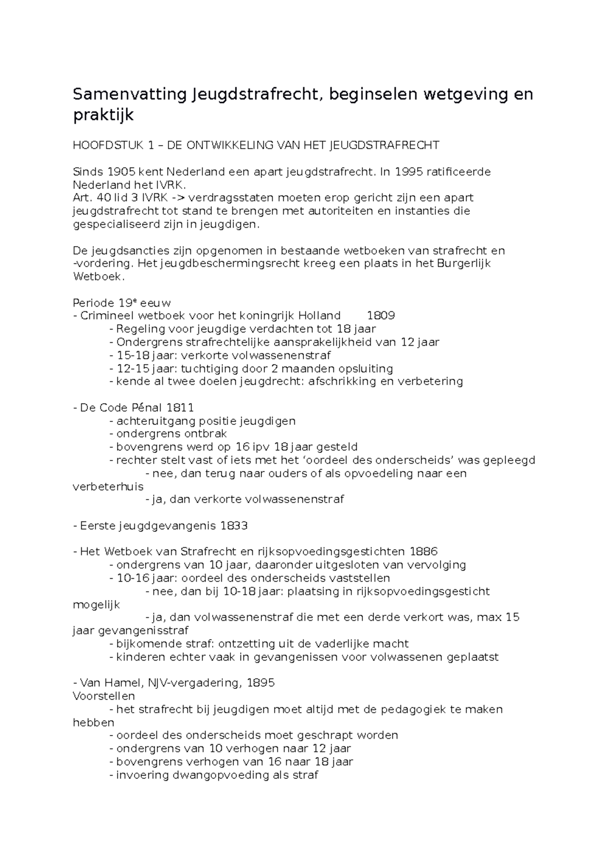 Samenvatting Jeugdrecht, beginselen, wetgeving en praktijk, H 1-2 ...