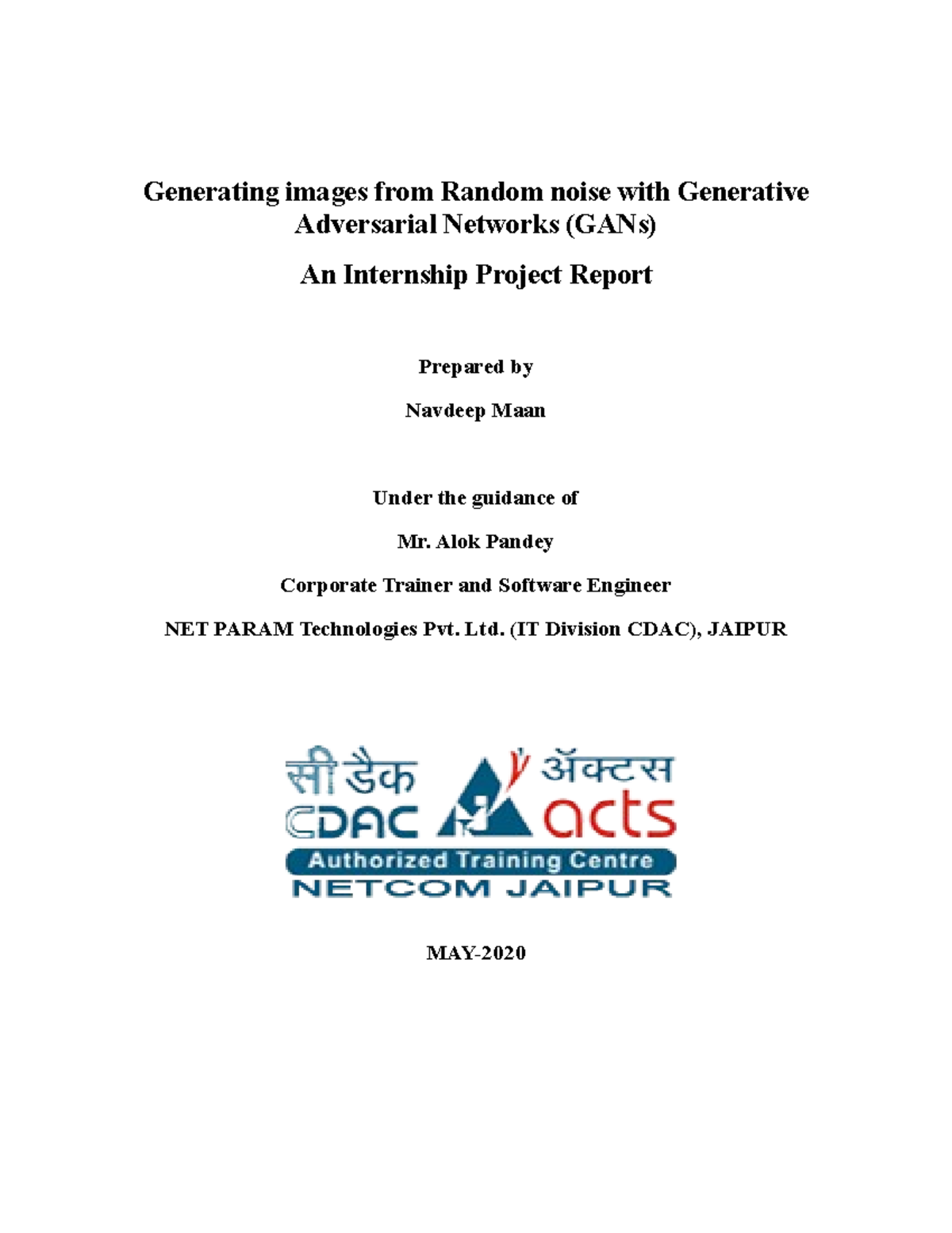 GANs Report - notes - Generating images from Random noise with ...