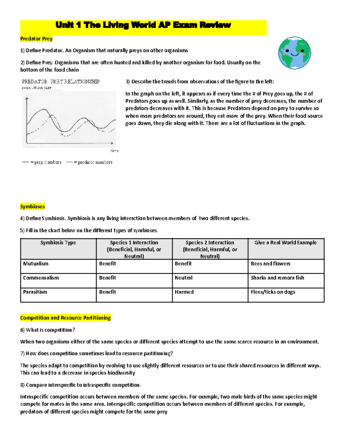 Unit 1 The Living World AP Exam Review - Unit 1 The Living World AP ...