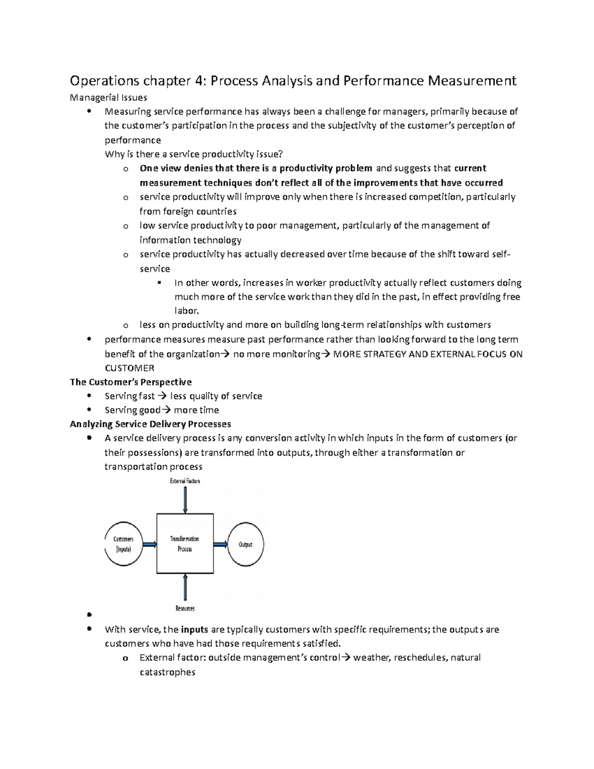 Chaper 4 And 5 Lecture Notes Operations Chapter 4 Process Analysis And Performance