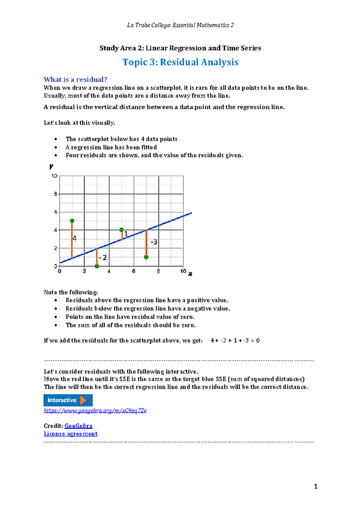 Topic 3 - Residual Analysis - Study Area 2: Linear Regression and Time Series Topic 3: Residual ...