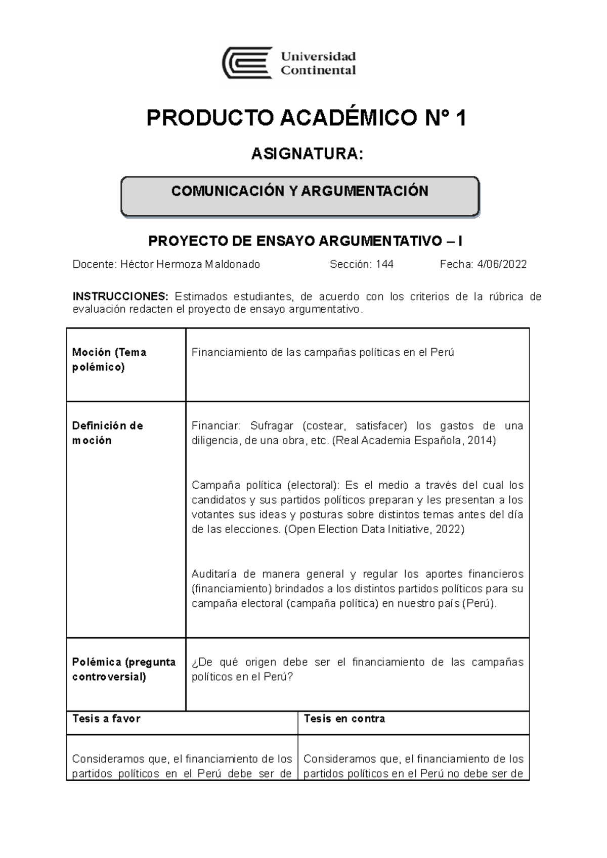 PA1 ASUC01183. Grupo 3 - Primera parte de proyecto de Ensayo ...