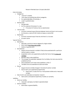 Exam 2 Study Guide - Ch. 7 Frequencies & Sampling Biased ...