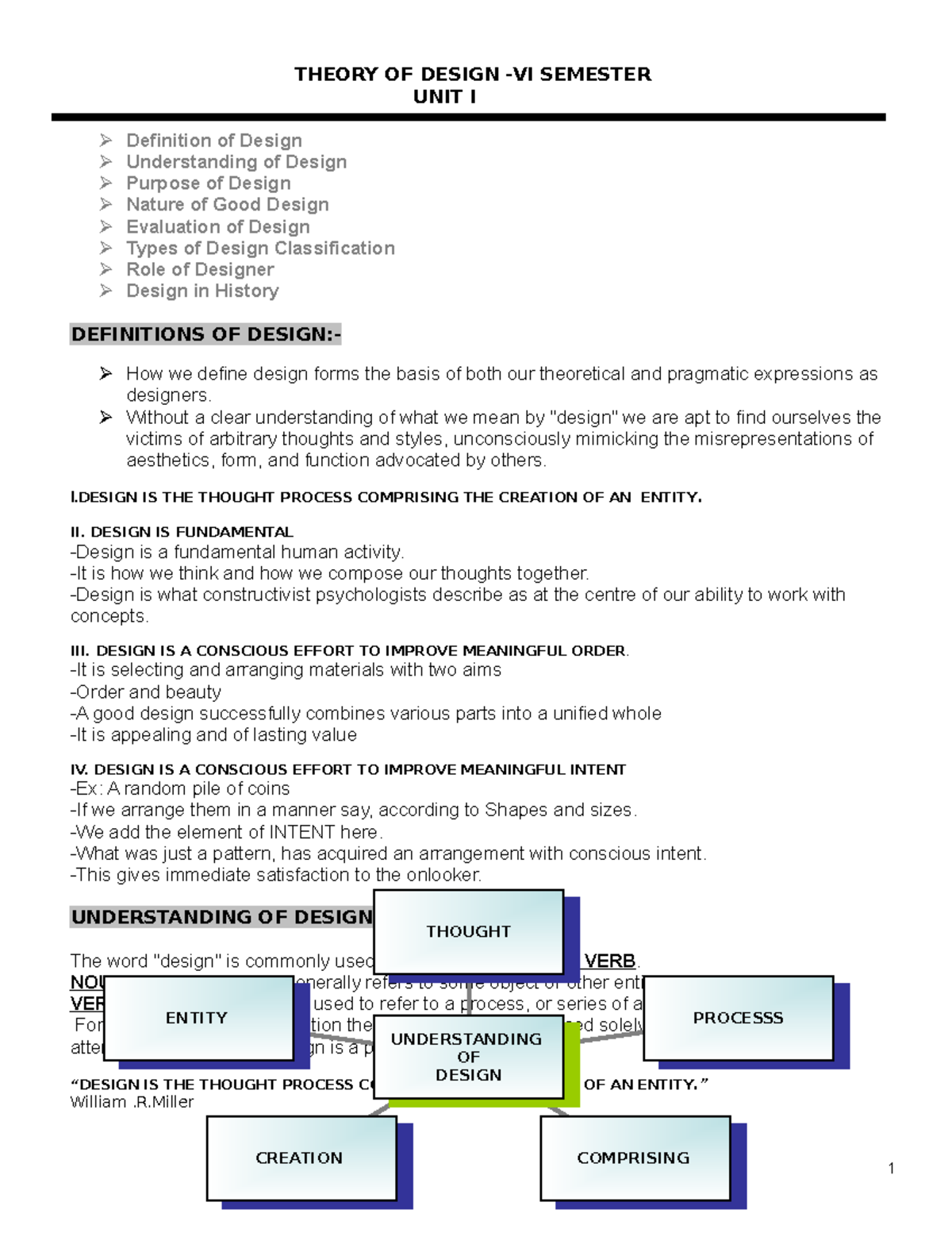 Theory of design unit 1 - THEORY OF DESIGN -VI SEMESTER UNIT I ...