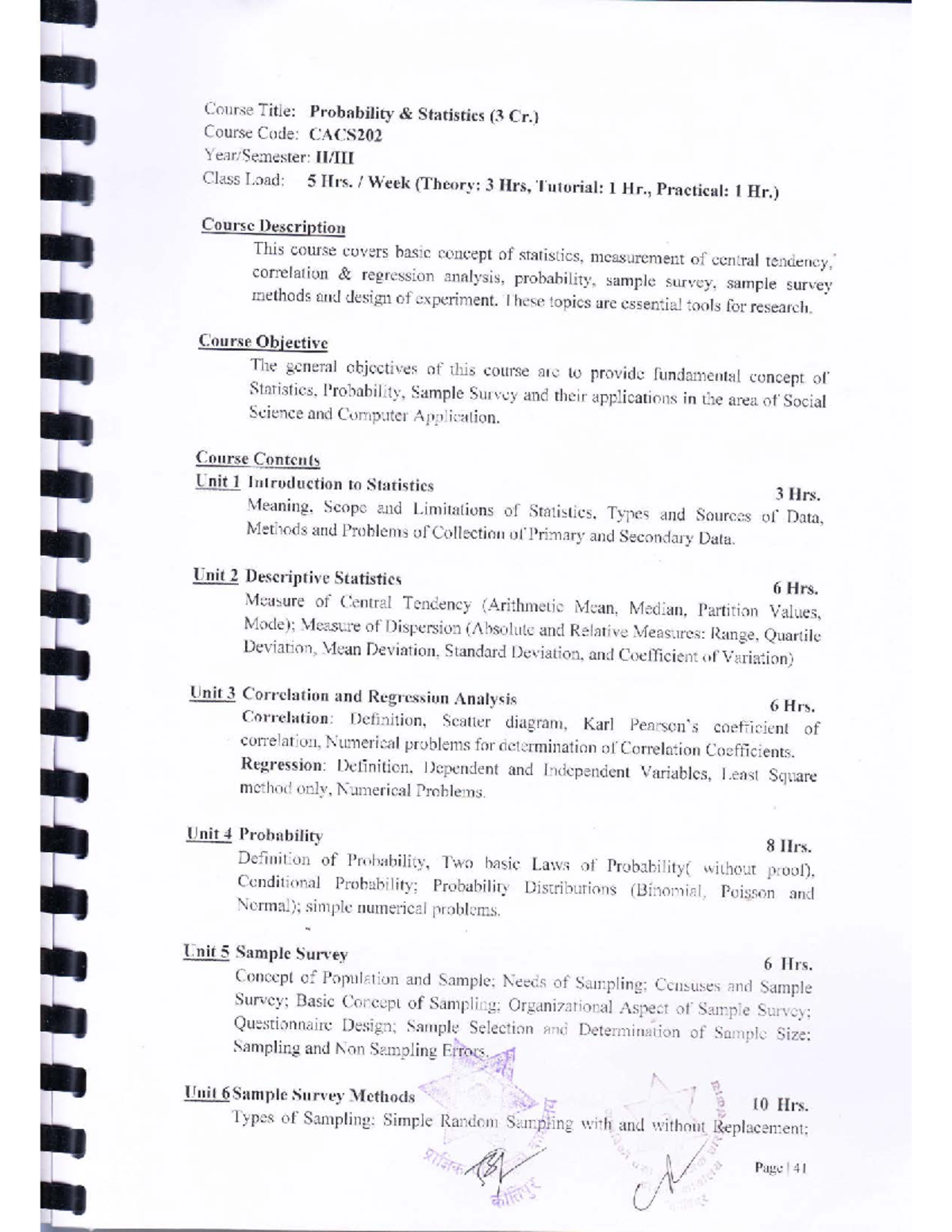 Probability and Statistics BCA Syllabus IT College Nepal - Bachelors of ...