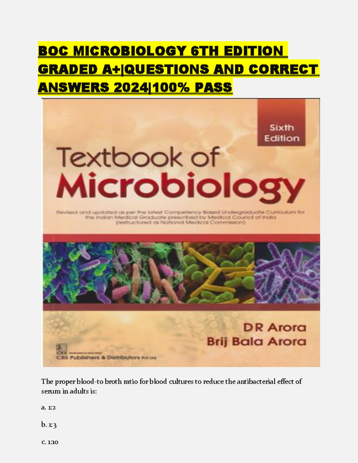 Boc microbiology 6th edition graded a - BOC MICROBIOLOGY 6TH EDITION ...