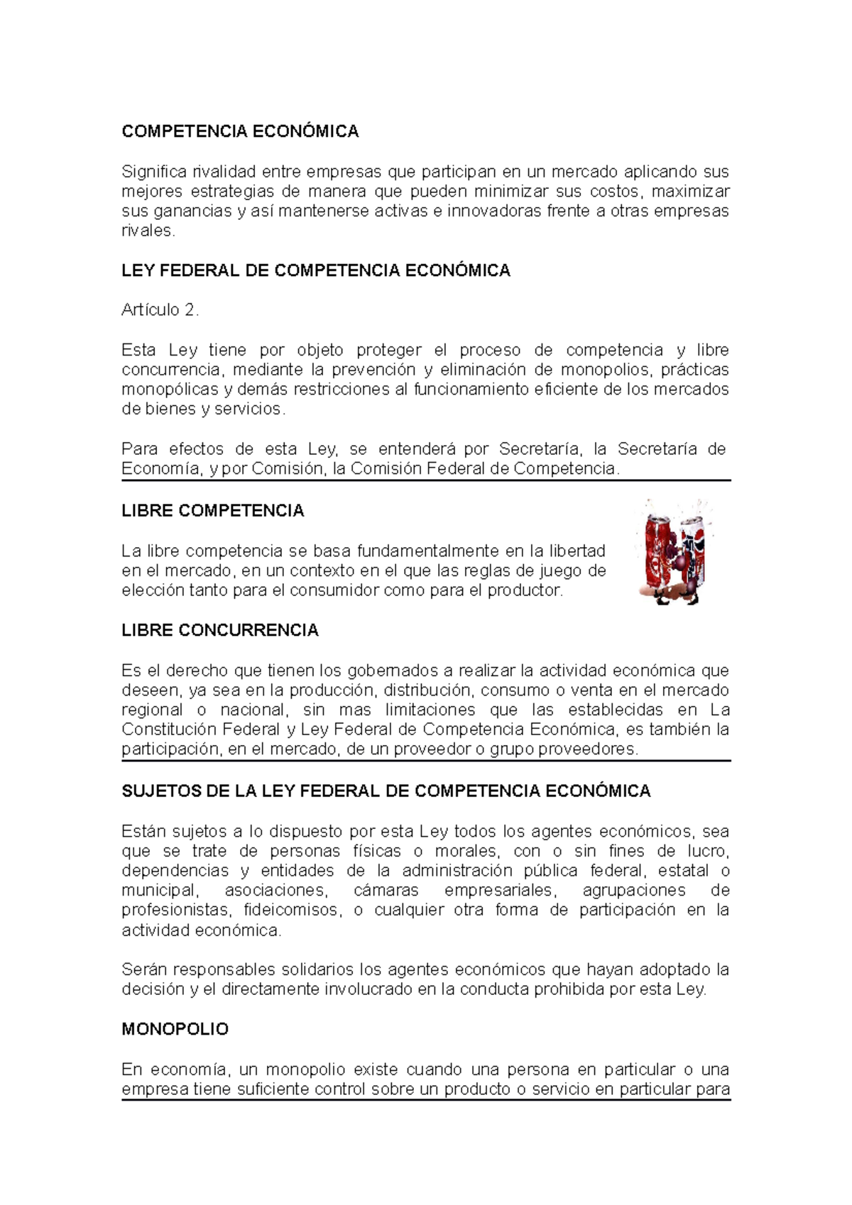 Competencia Económica - COMPETENCIA ECONÓMICA Significa rivalidad entre ...