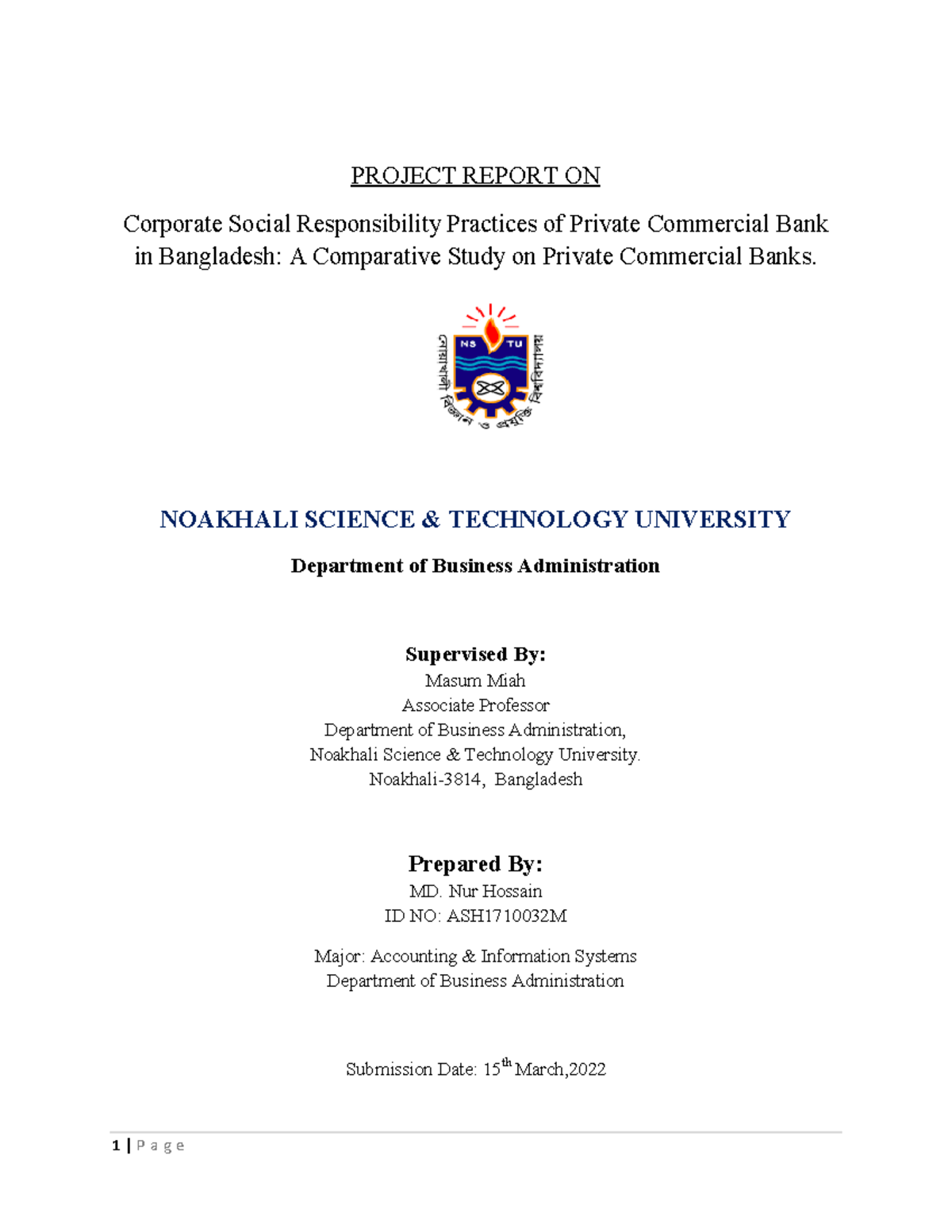 Report ASH1710032 M - PROJECT REPORT ON Corporate Social Responsibility ...