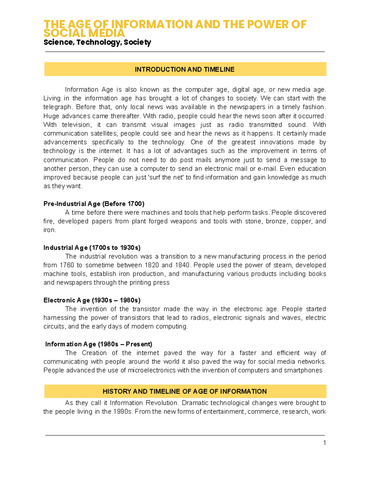 THE AGE OF Information AND THE Power OF Social Media - SOCIAL MEDIA ...