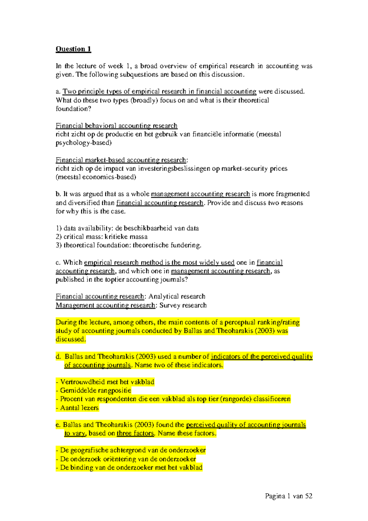 Compulsory declarations, 42 questions - In the lecture of week 1, a broad overview of empirical ...