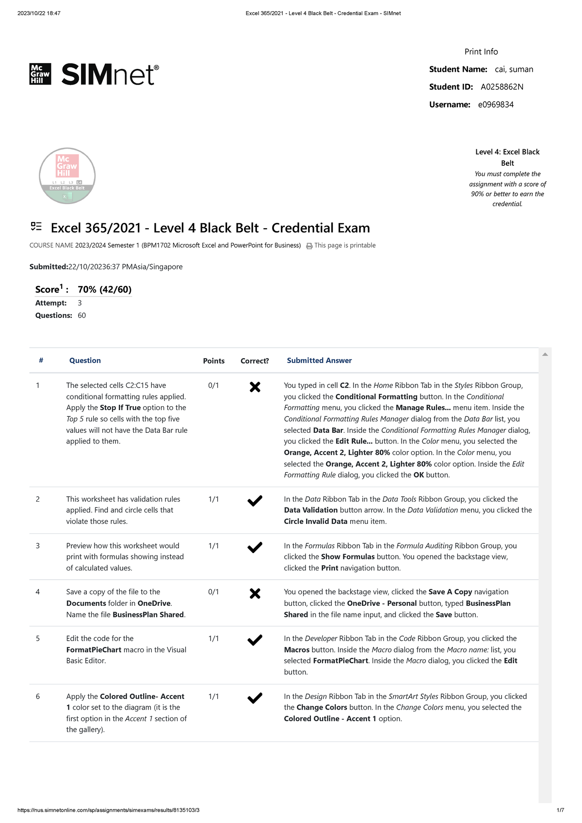 Excel 365 2021 - Level 4 Black Belt - Credential Exam - SIMnet - Excel 365/2021 - Level 4 Black ...