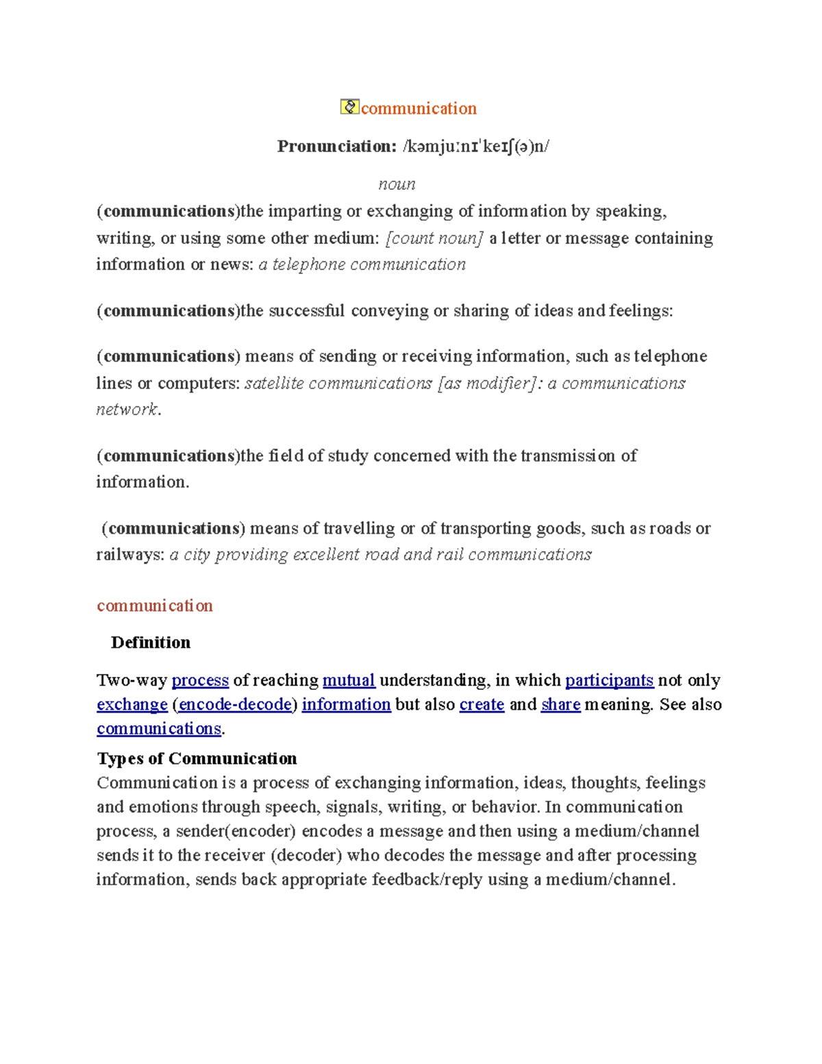 Communication Types of Communication - communication Pronunciation ...