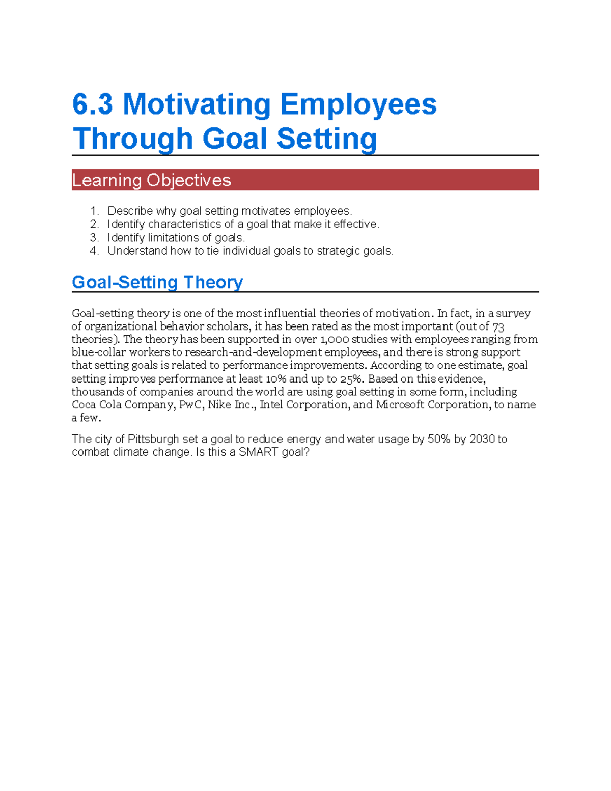 Motivating Employees Through Goal Setting - Organizational Behavior ...