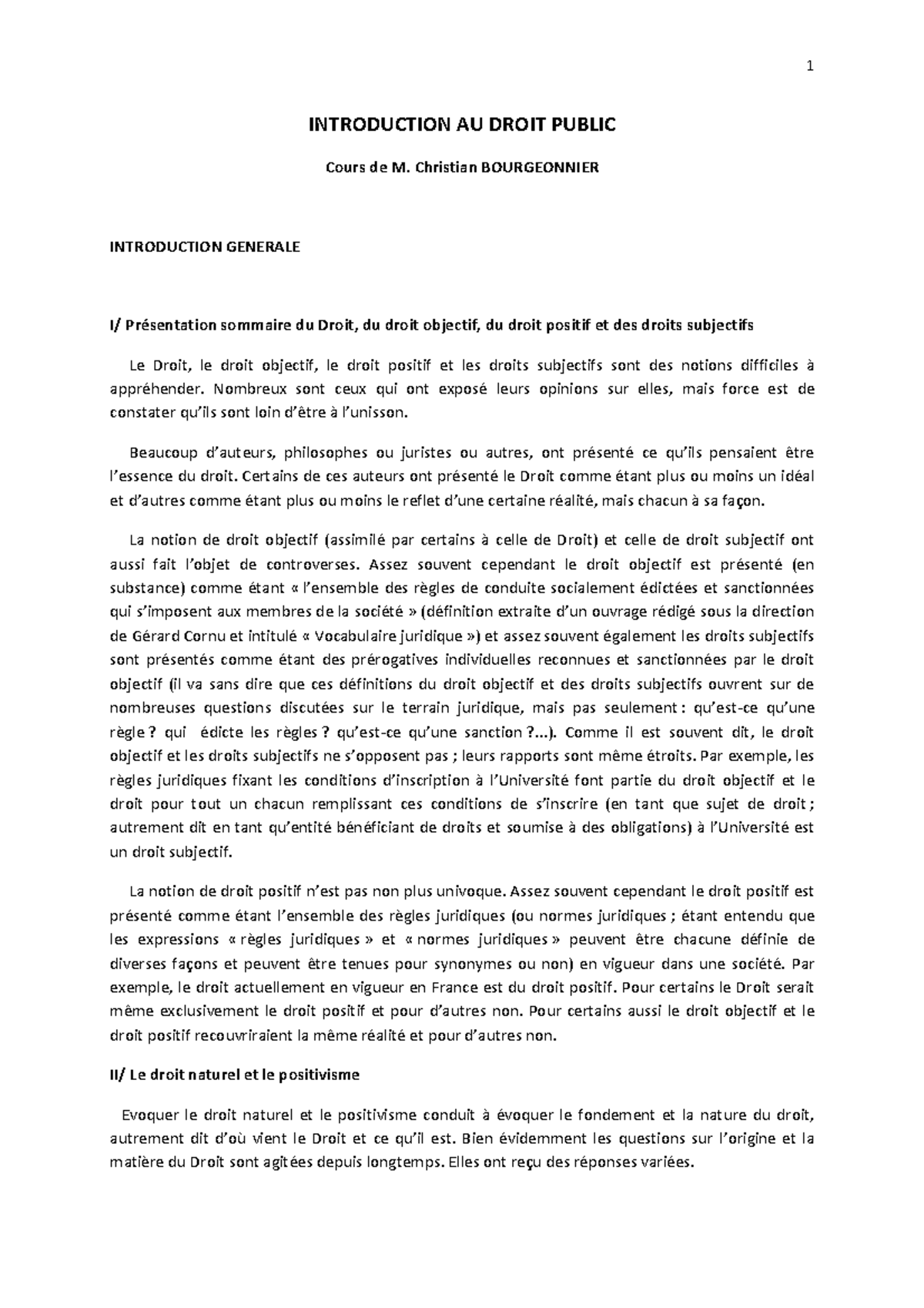 Introduction AU Droit Public PDF cours - INTRODUCTION AU DROIT PUBLIC Cours de M. Christian ...