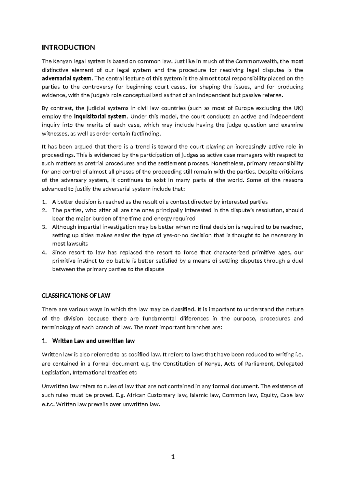 01 Introductionto Civil Procedure - INTRODUCTION The Kenyan legal ...