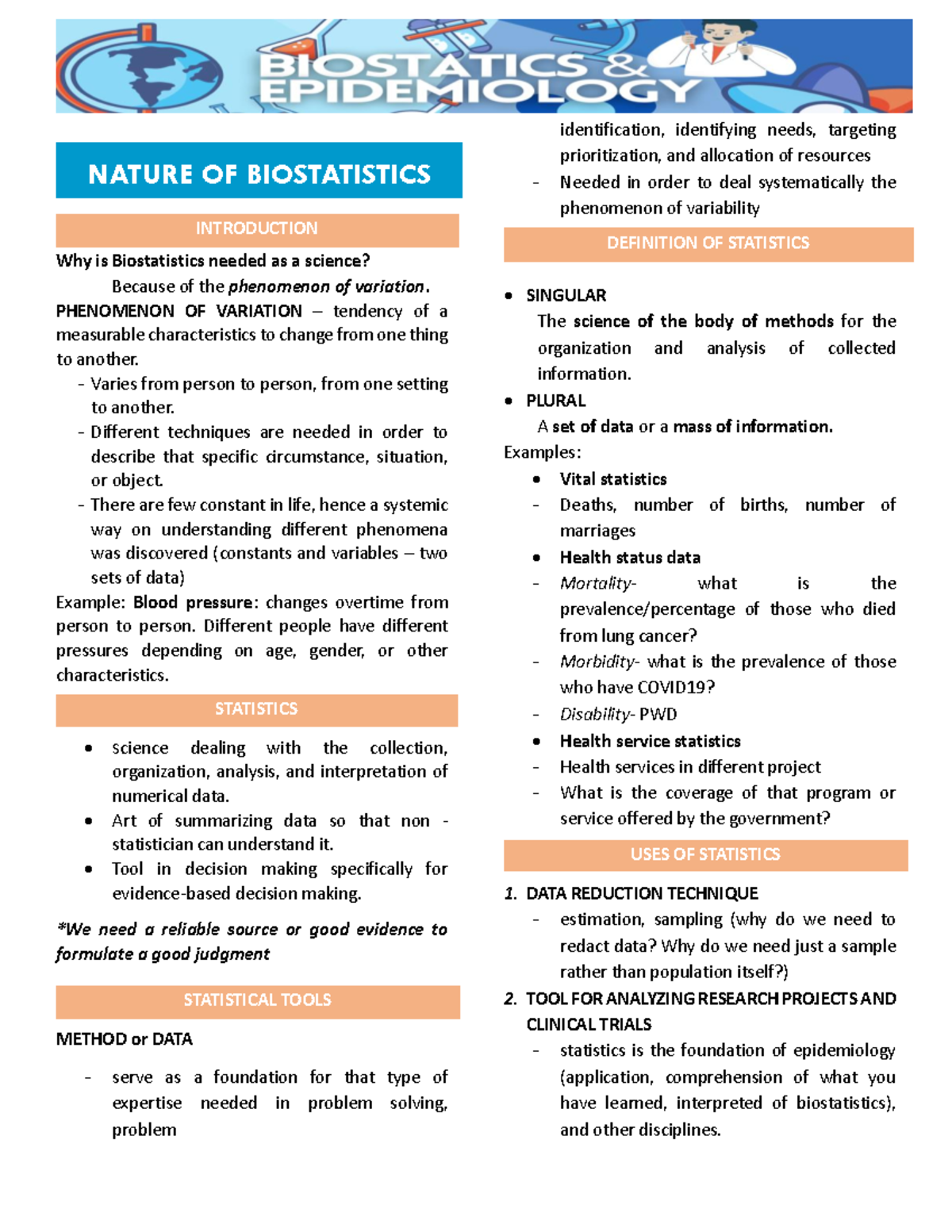 Biostatistics and Epidemiology Lecture Notes - Why is Biostatistics ...