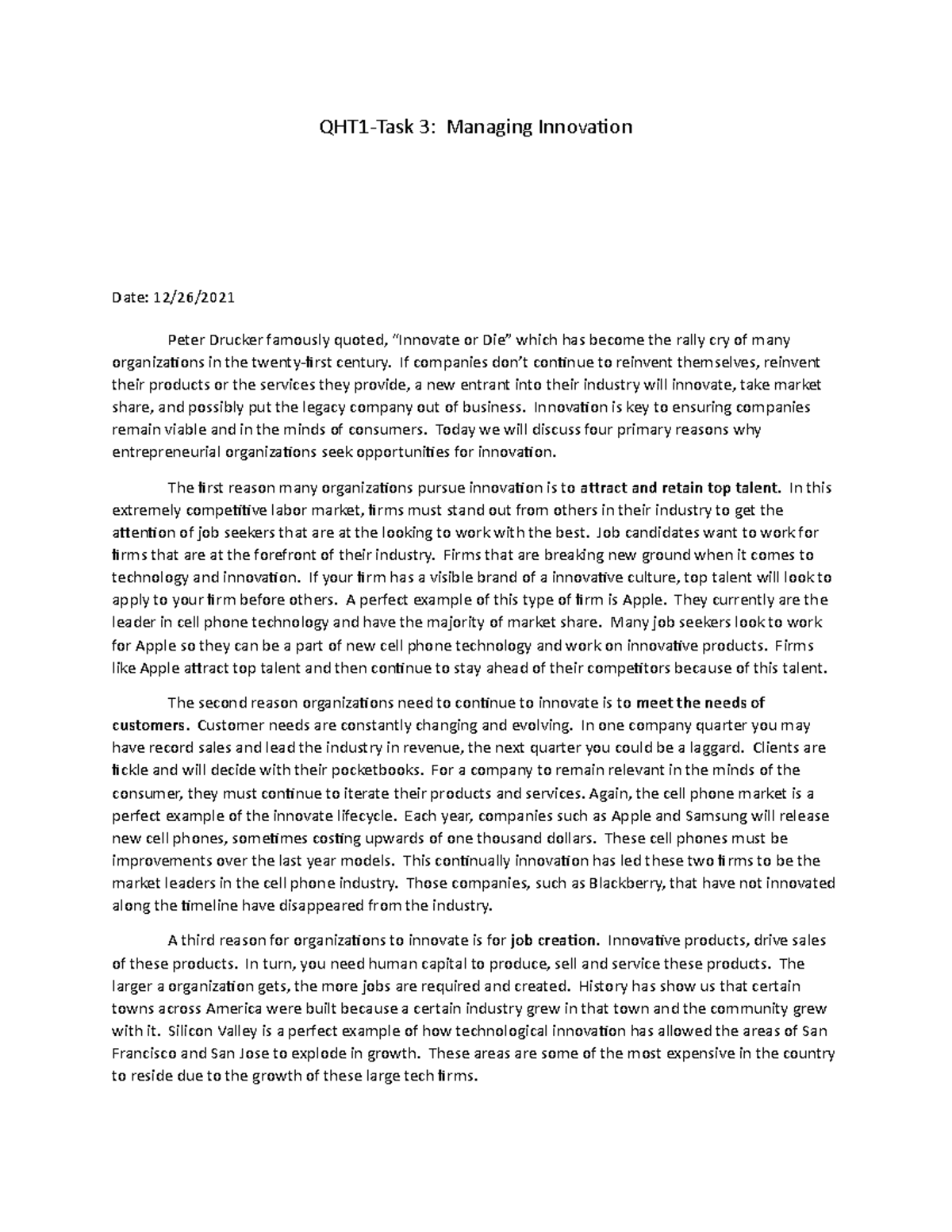 Business Management Tasks QHT1 Task 3 - QHT1-Task 3: Managing ...