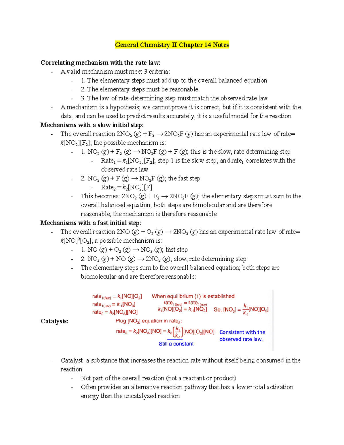 General Chemistry II Chapter 14 Notes Pt 11 - General Chemistry II ...