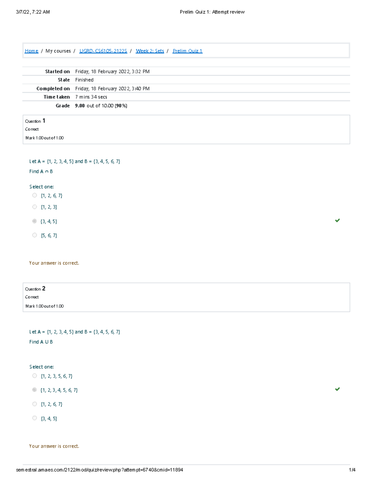 Discrete math Prelim Quiz 1Descrite Prefinal Quiz 2 Attempt review ...