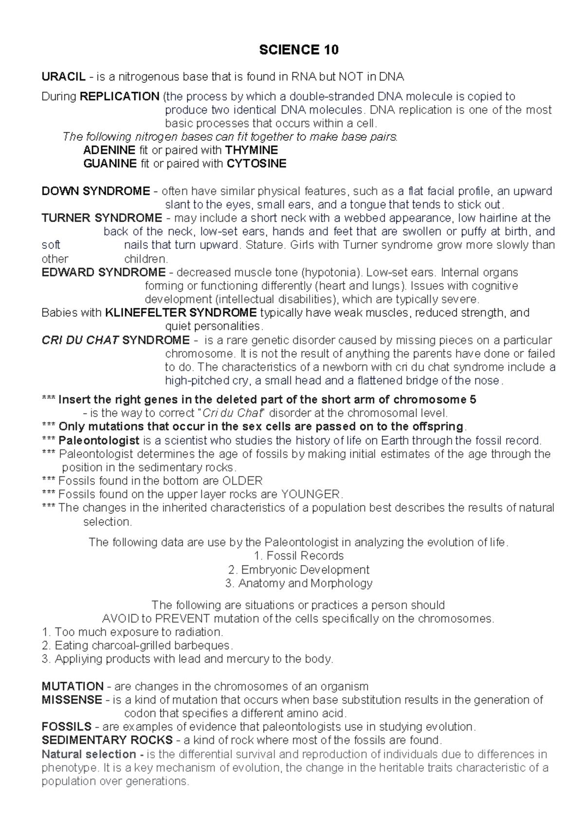 Science-10.-Reviewer-in-3rd-Quarter-Exam - SCIENCE 10 URACIL - is a ...