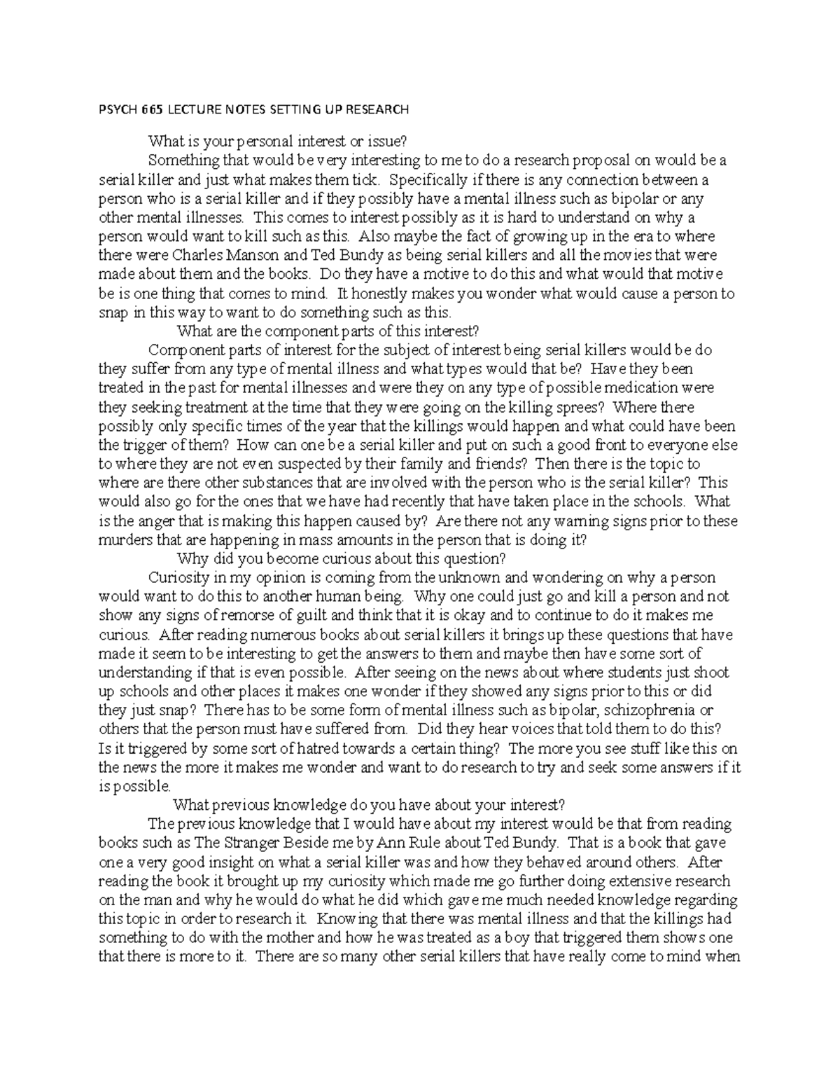 PSYCH 665 Lecture Notes Setting UP Research - PSYCH 665 LECTURE NOTES ...