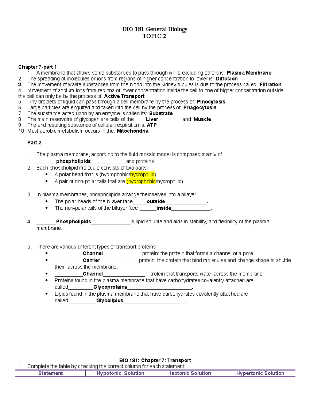 WEEK 4-HW- CH 7 worksheet - BIO 181 General Biology TOPIC 2 Chapter 7 ...