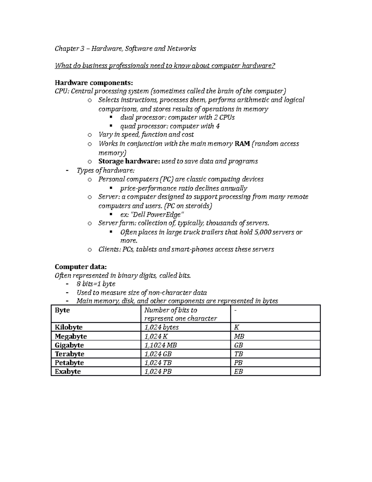 Chapter 3 – Hardware( Unfinished) Chapter 3 – Hardware( Unfinished ...