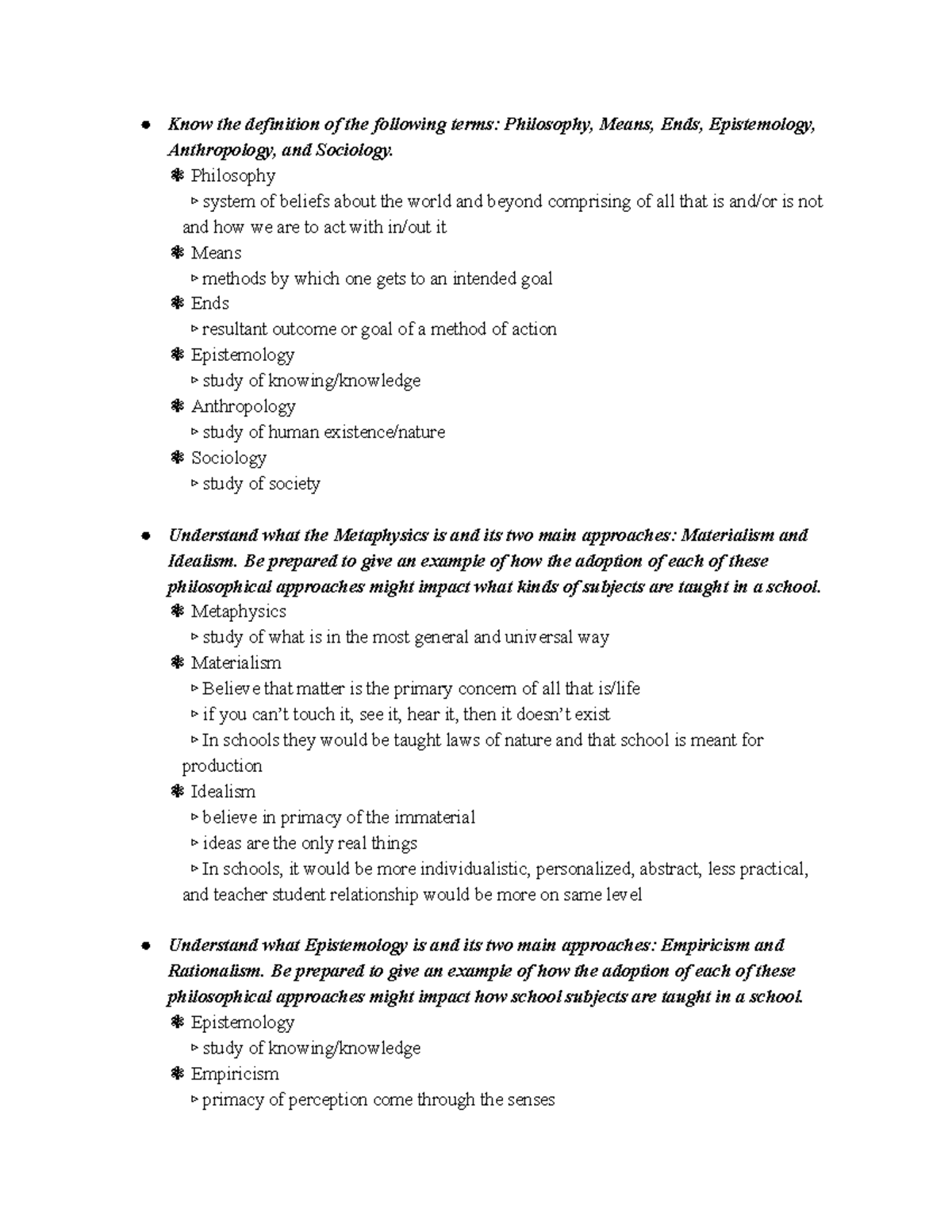 Midterm Study Guide - Know the definition of the following terms ...