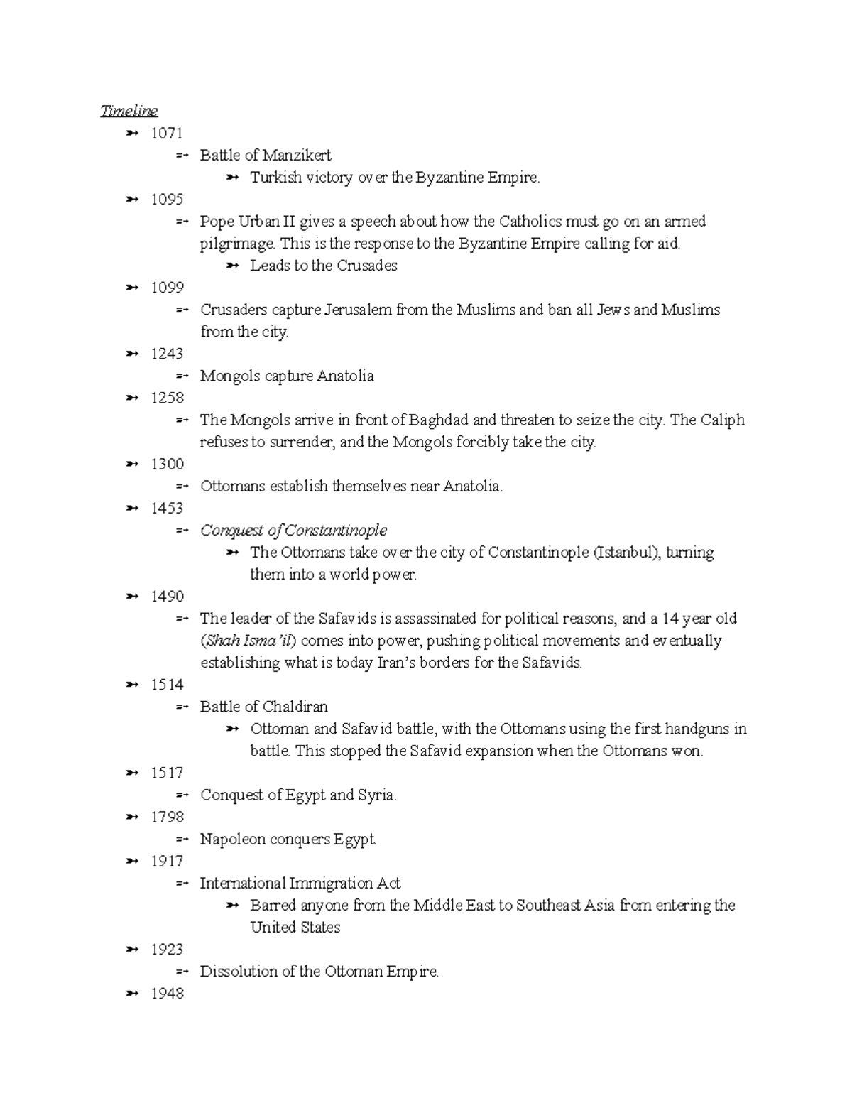 Final Review - Professor: Nicolas Trepanier - Timeline 1071 Battle of ...