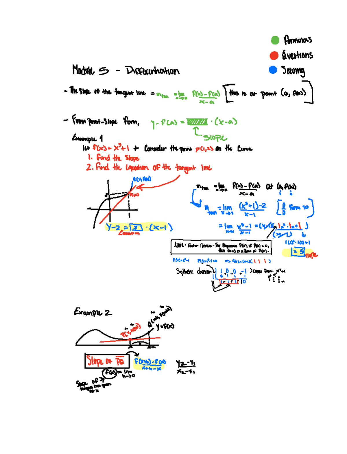 Calculus I- Module 5 - formulas Questions Module 5 Differentiation ...