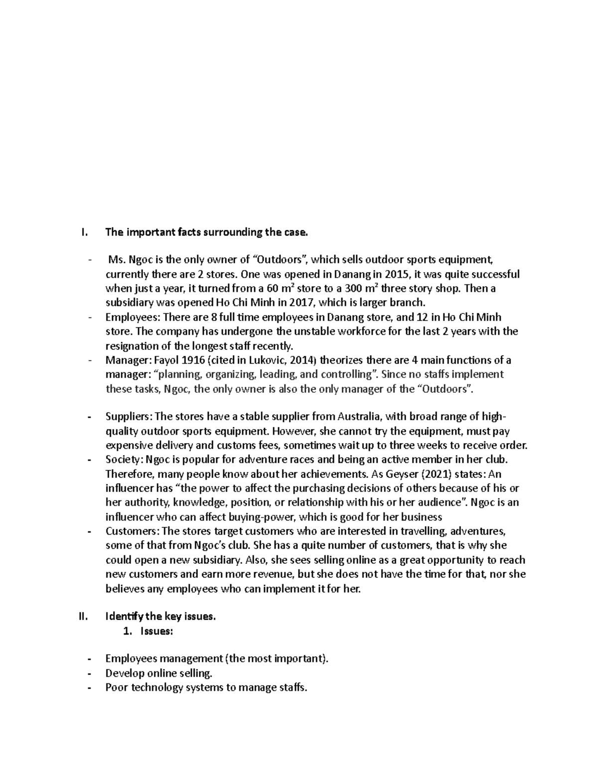 Identify the most important facts surrounding the case - I. The ...