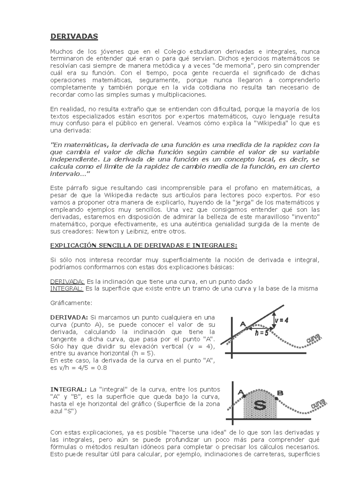 Derivadas - Iniciación. Introducción al cálculo de derivadas ...