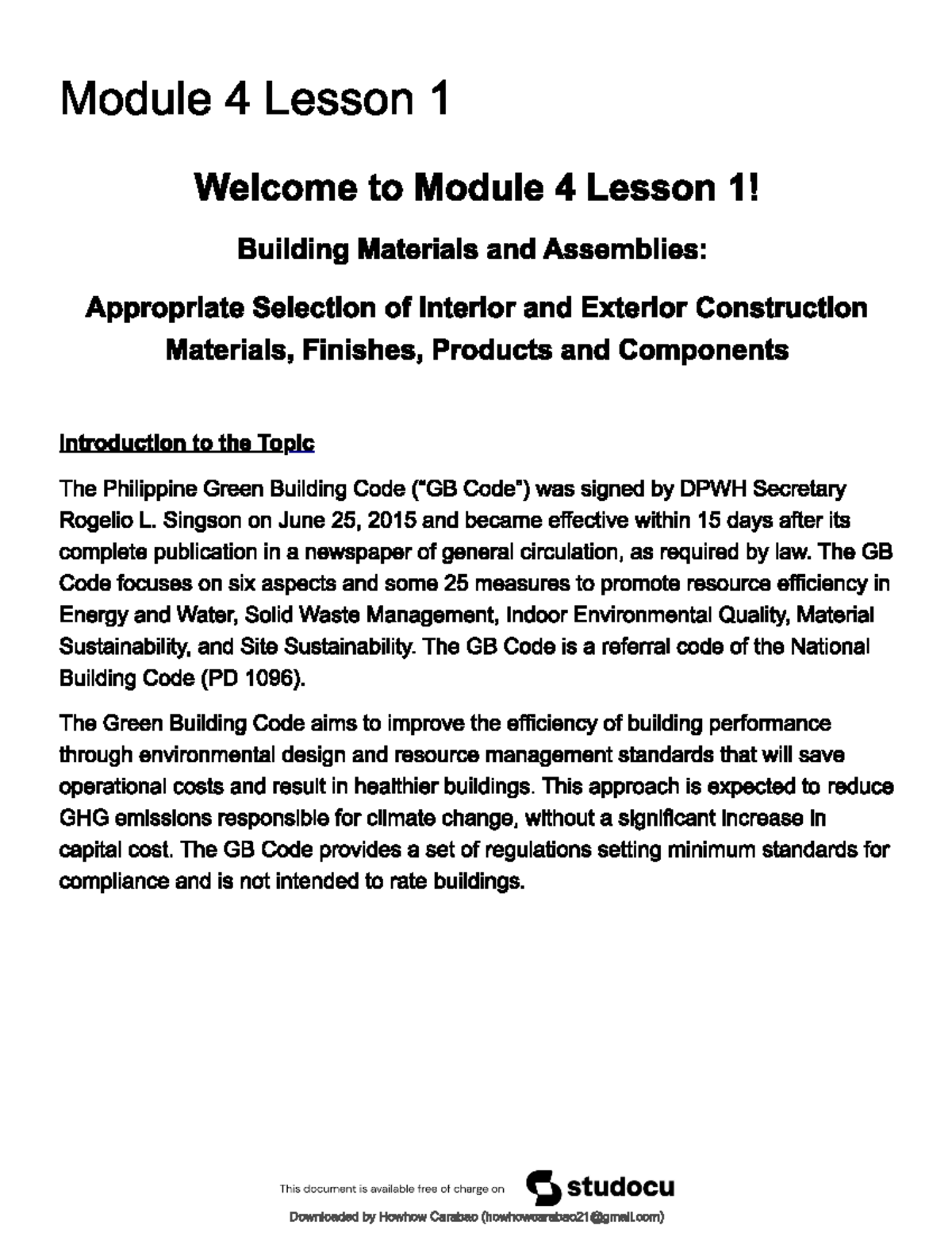 4 Building Materials and Assemblies-output - Module 4 Lesson 1 Welcome ...
